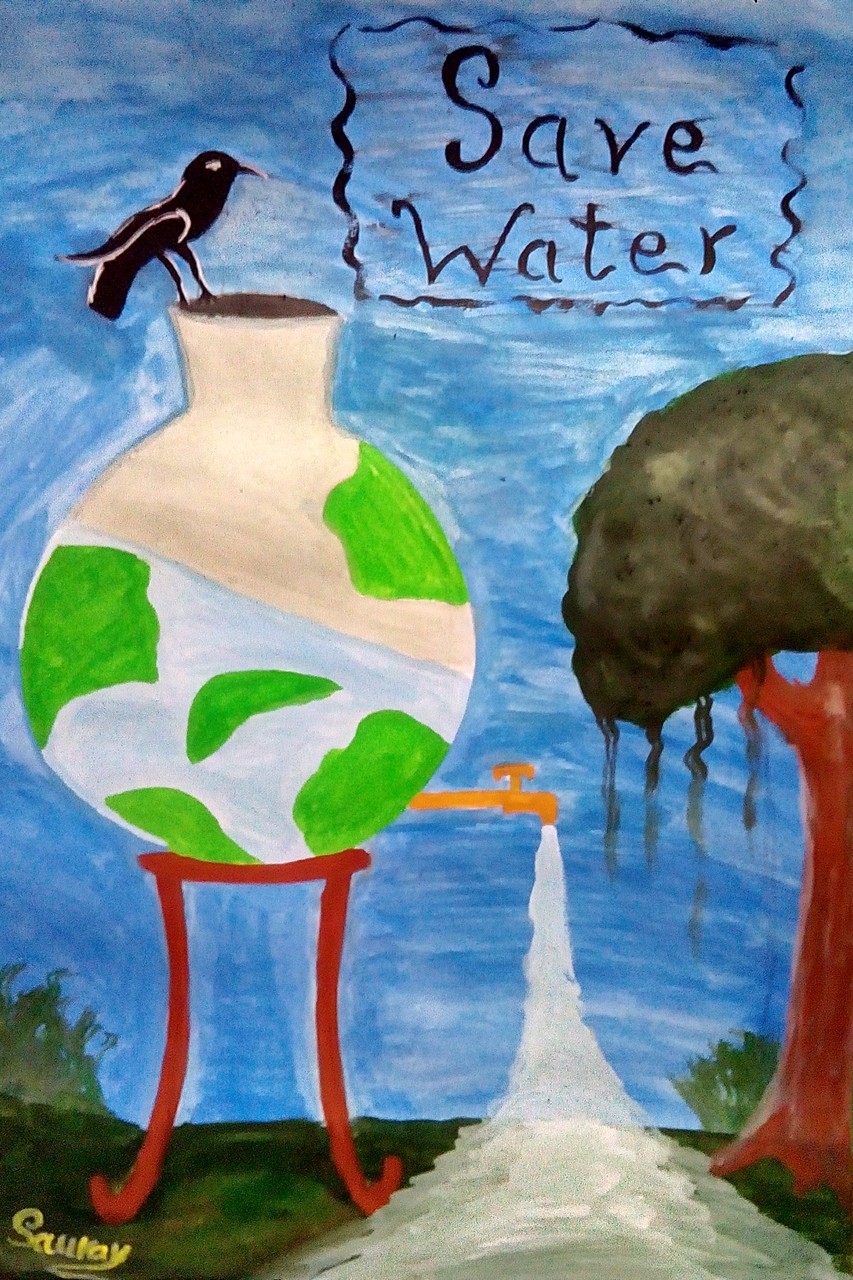 how to draw save water save nature
