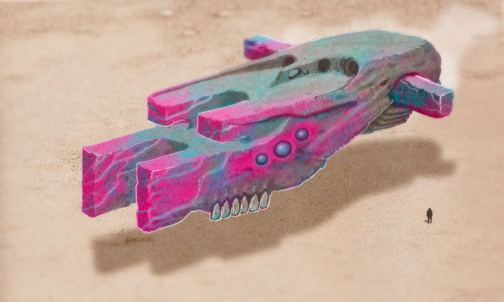 ArtStation - Fossil skull sky ship