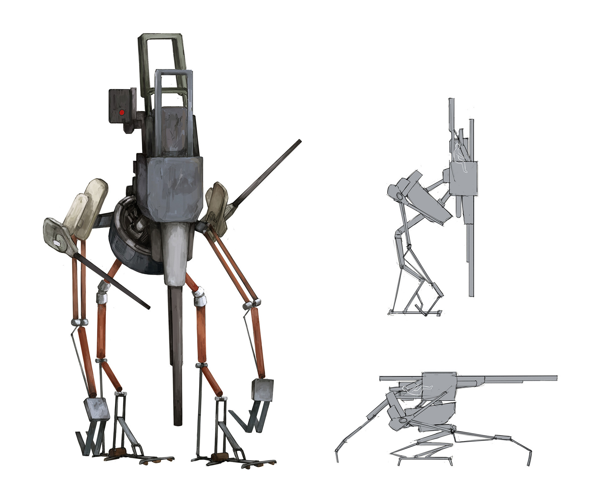 Ibraheem S - Post war mech designs with support units.