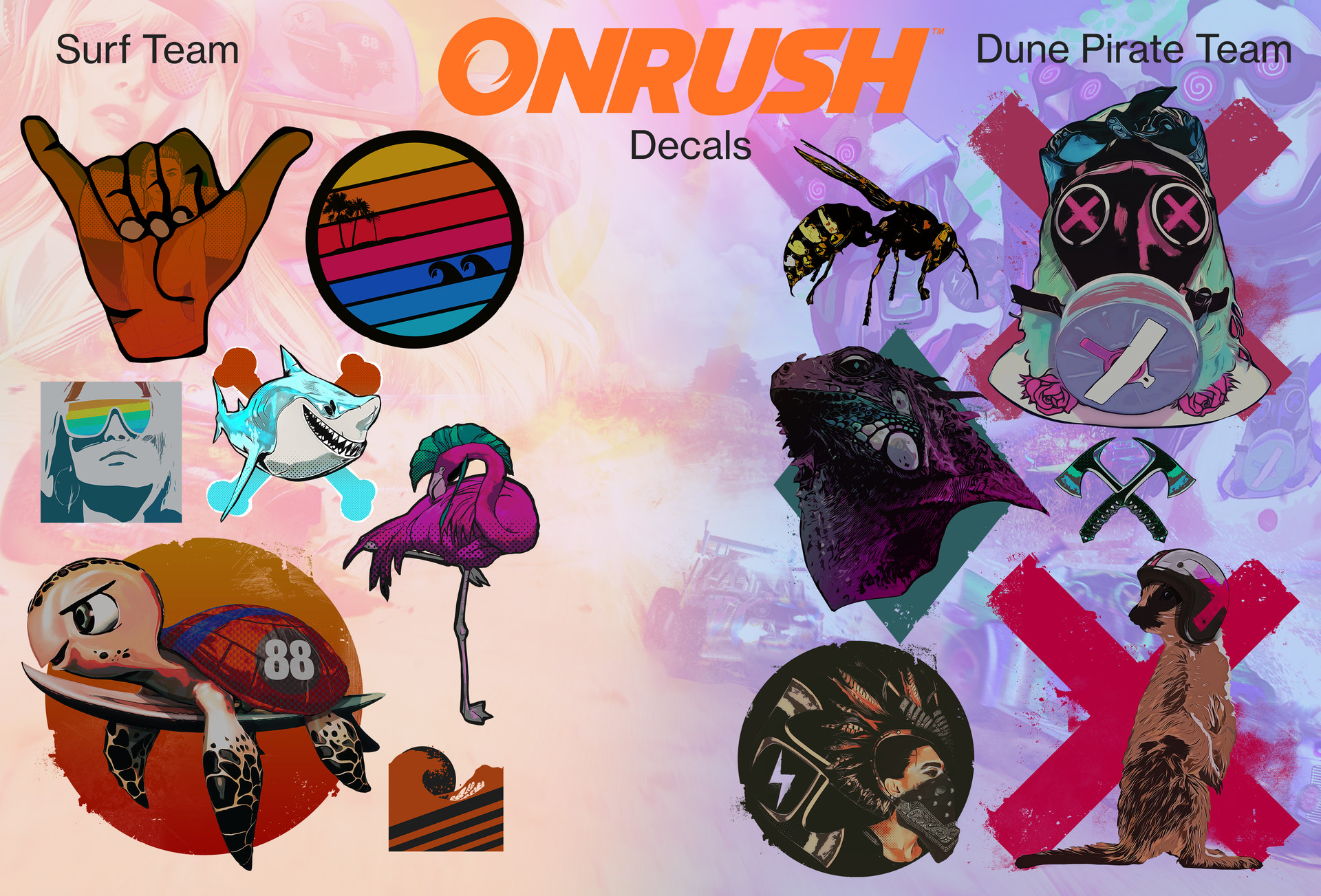ArtStation - Onrush Graphic // Surf Team VS Dune Pirate Team