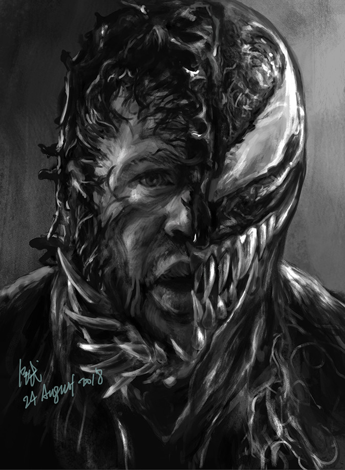 how to draw venom face 2018