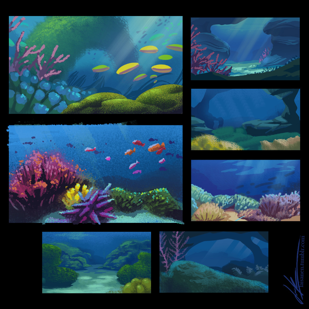 ArtStation - Underwater sketches and color keys