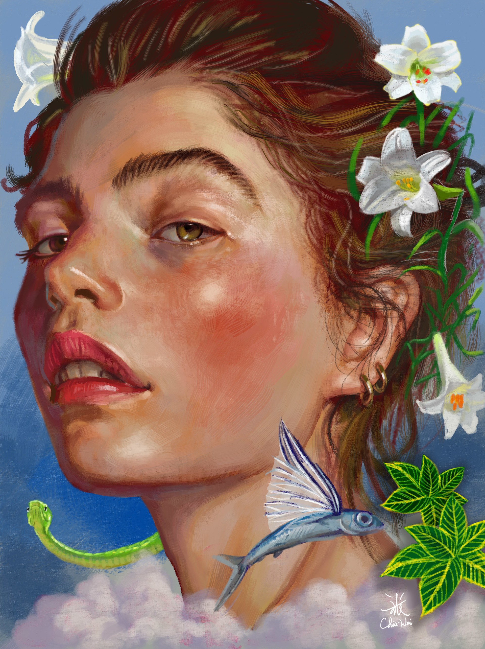 ArtStation - Flying fish girl