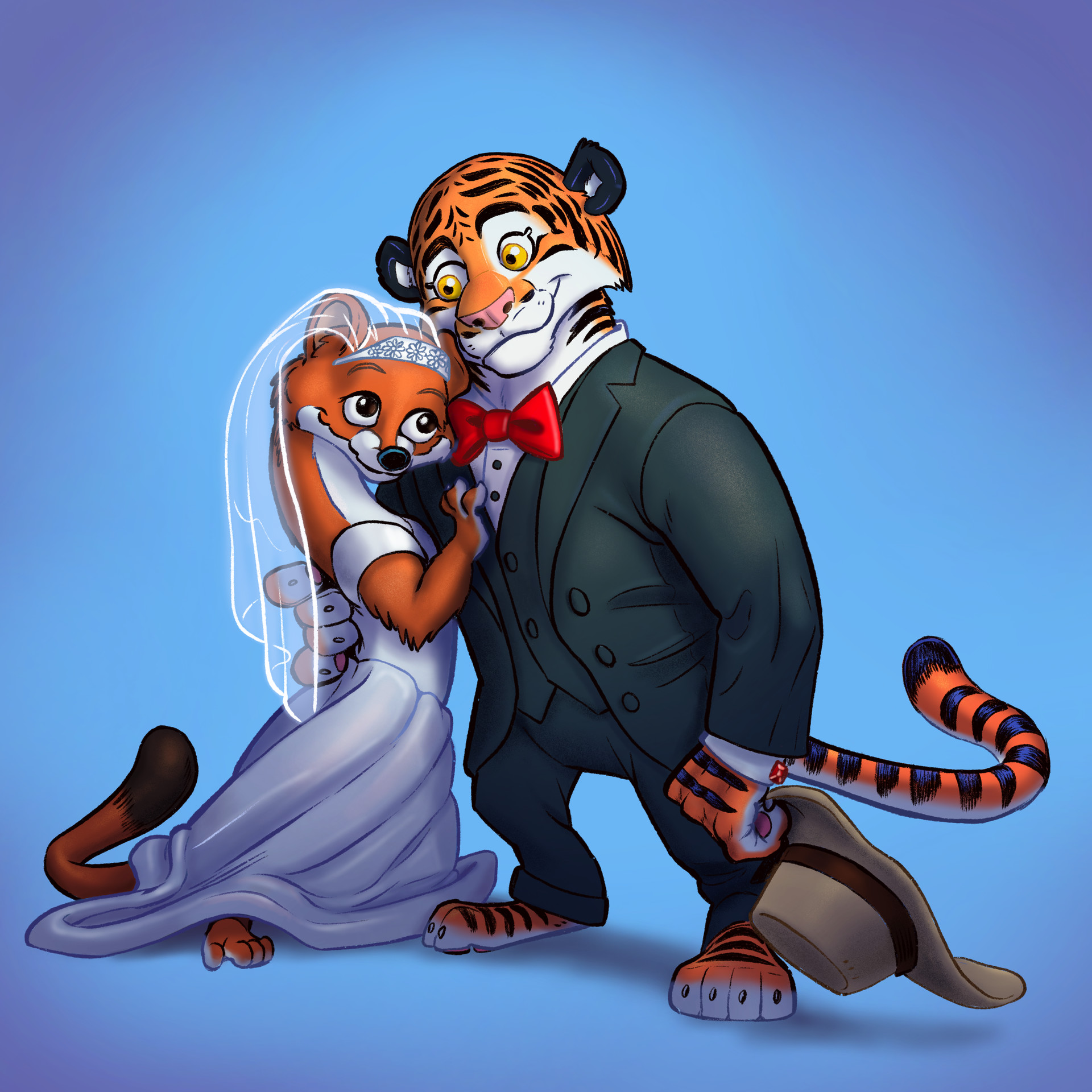 ArtStation - Tiger and Weasel Wedding Portrait, Christopher Doehling