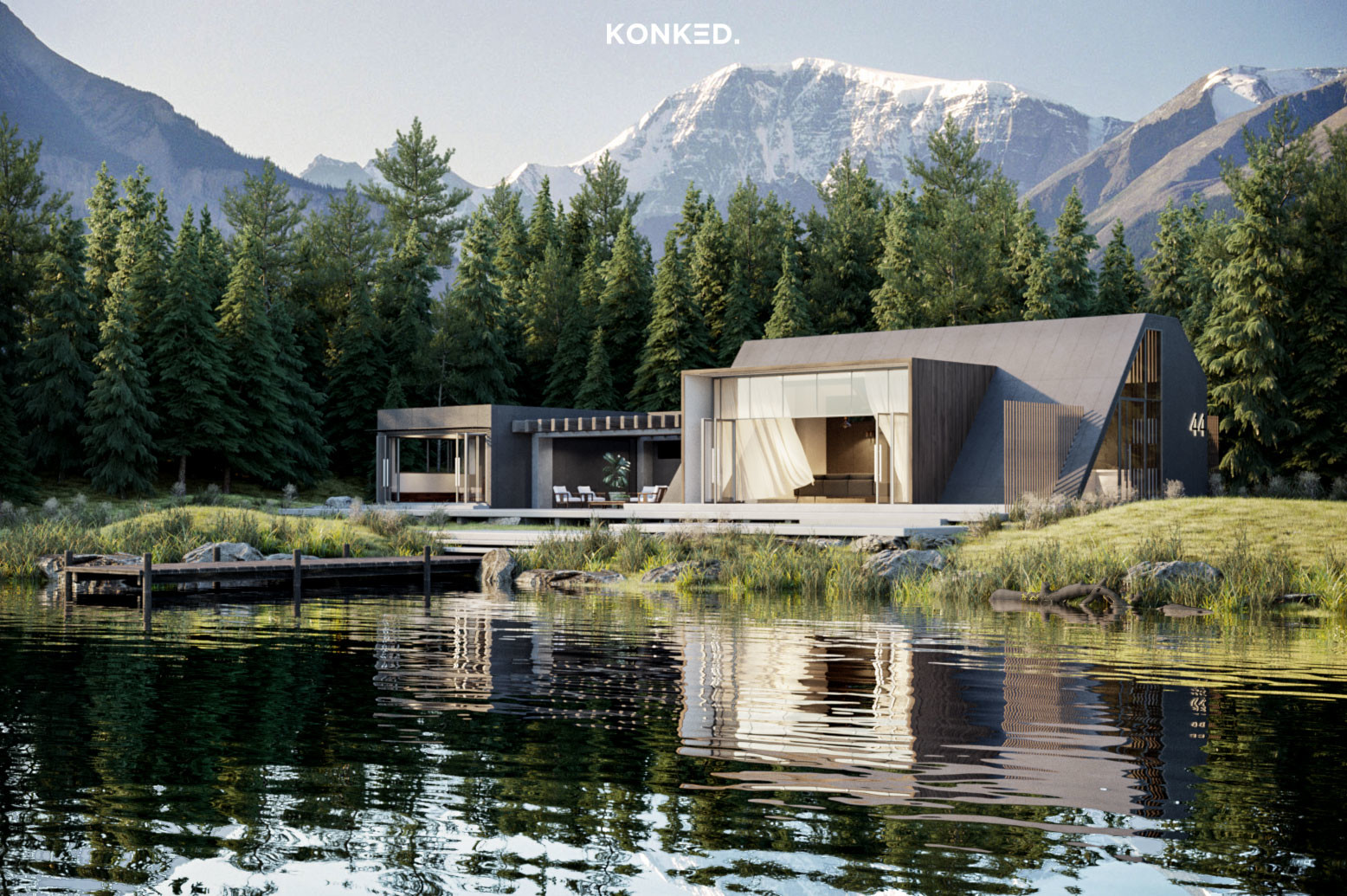 ArtStation - Alpine lake cabin in the woods