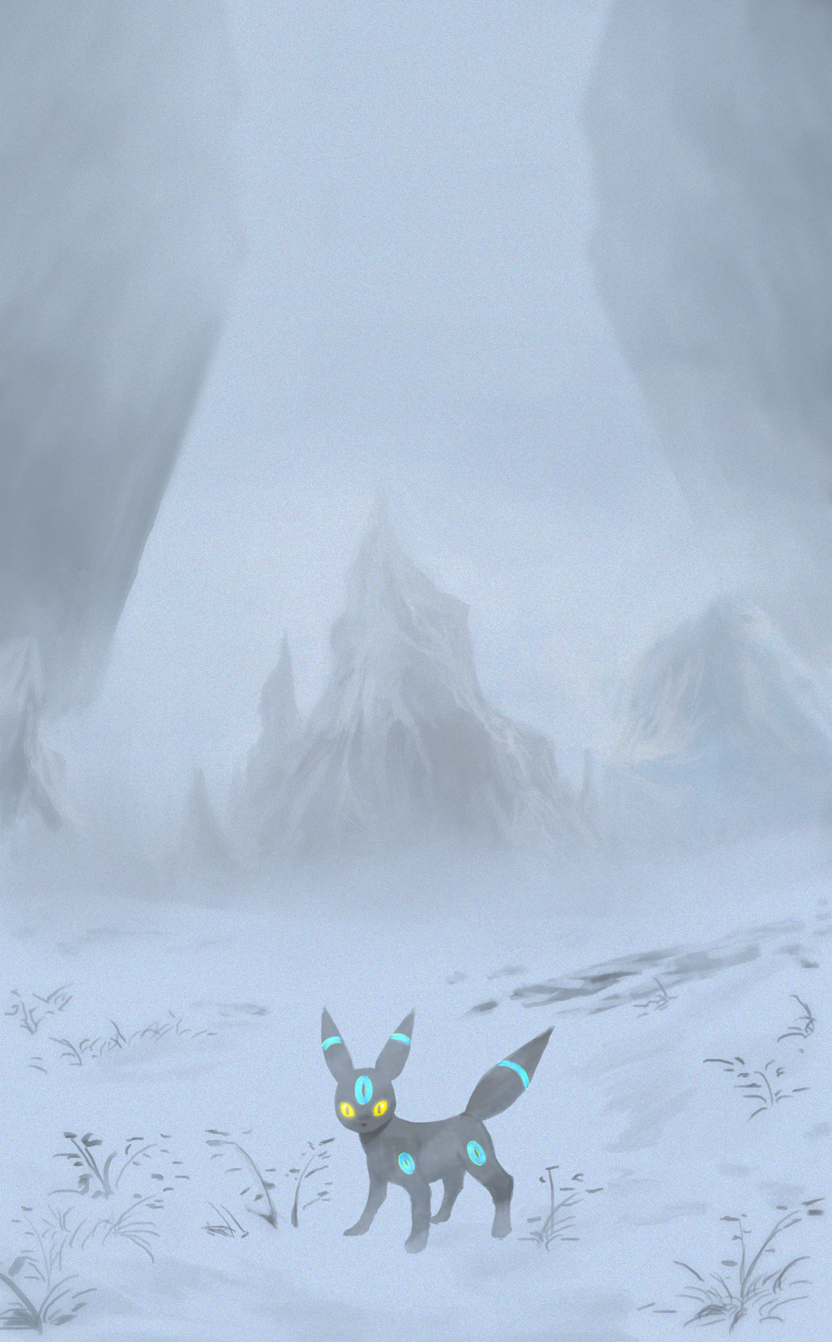 ArtStation - Umbreon on the snowy field