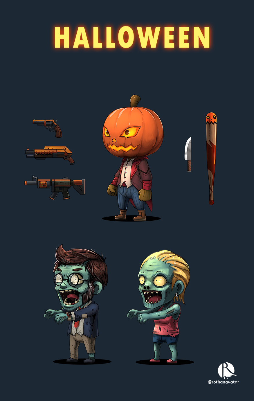 ArtStation - Halloween 2D Characters For Game