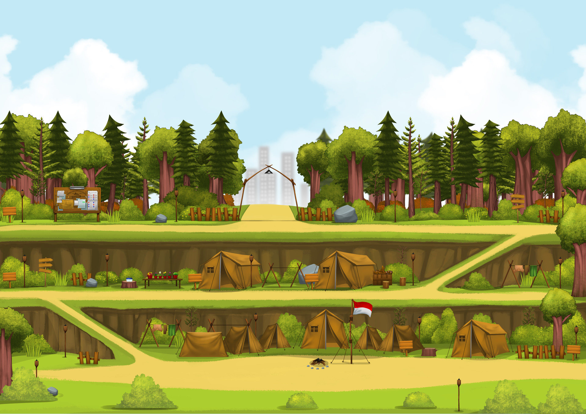 ArtStation - Side Scrolling 2D Game Environment - Main Camp (Four Condition)