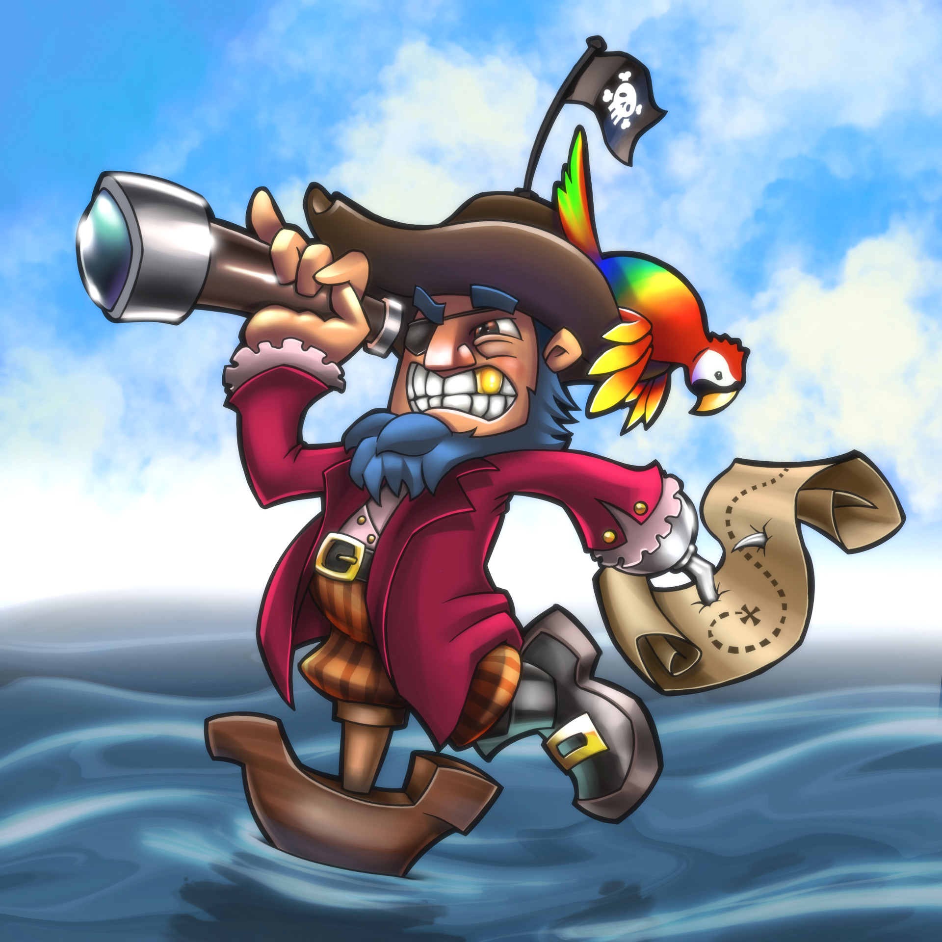 ArtStation - Boat-leg Bill and his trusty parrot, Judgmental Pete