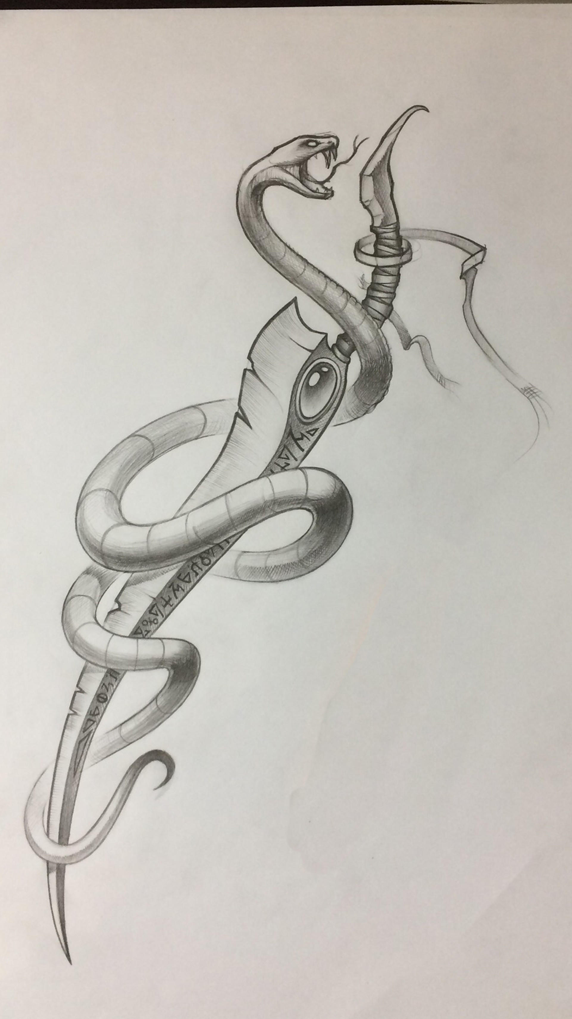 snake sword drawing