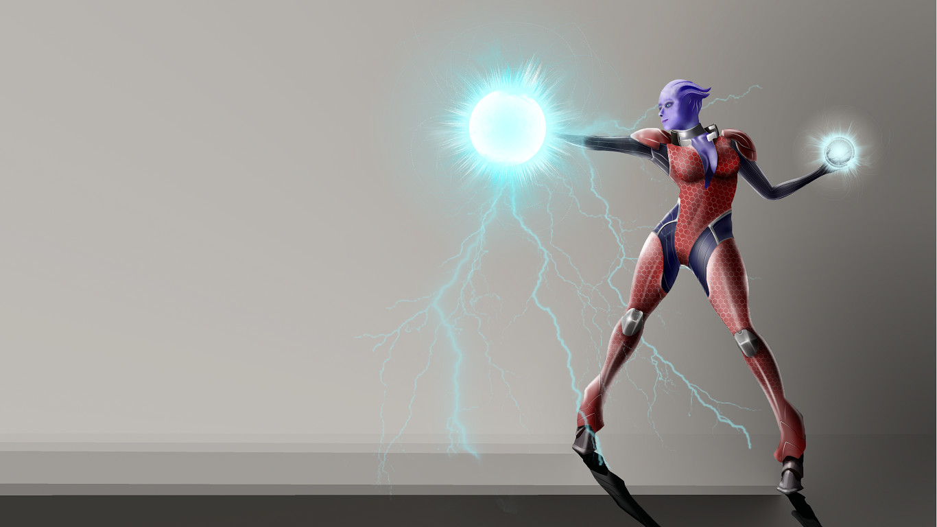 ArtStation - Asari Samara Morinth using biotics and guns