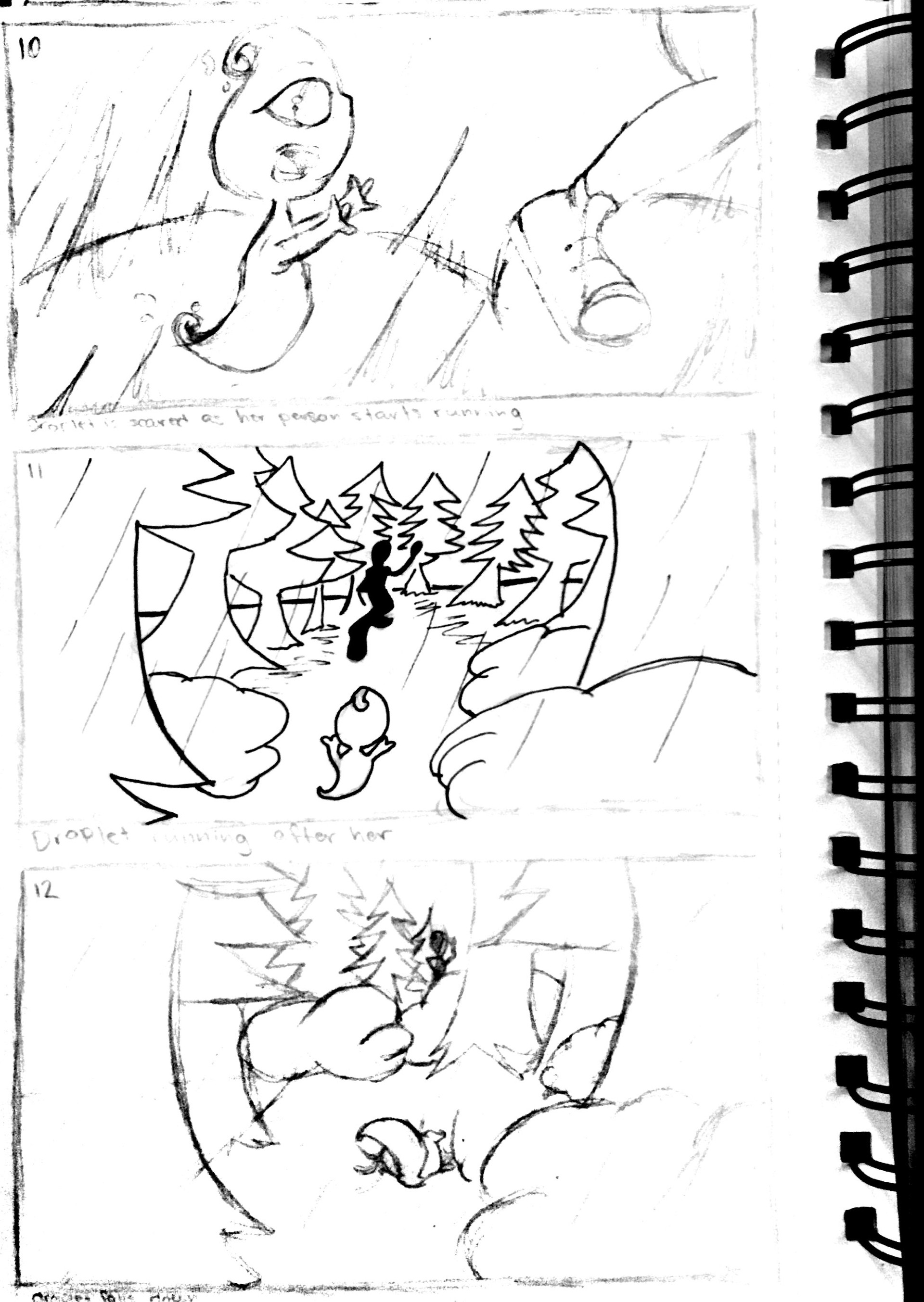 Sara Trees - Droplet Storyline Rough Draft Sketches