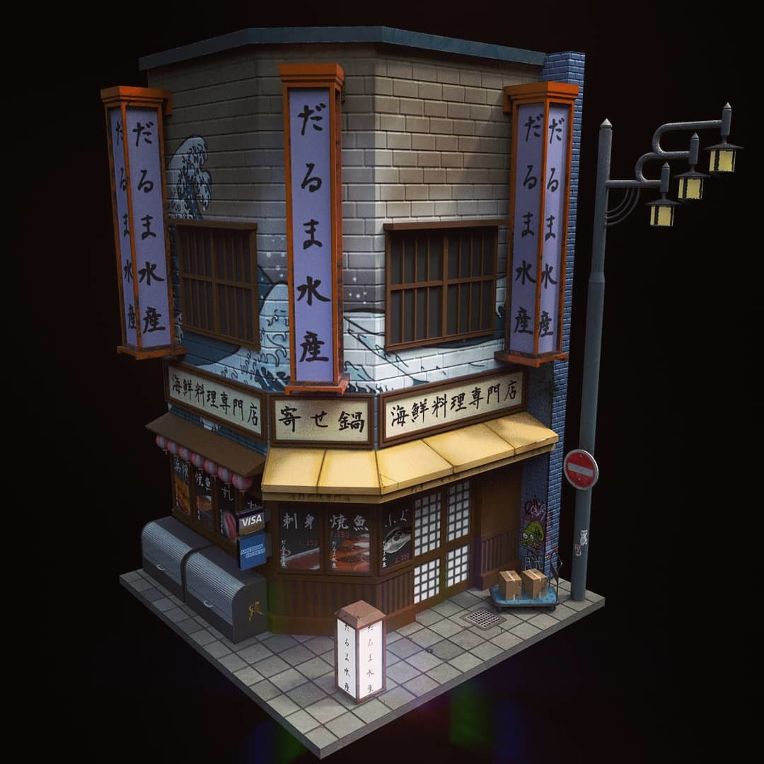 Andy Harris - Japanese sushi restaurant, inspired by Osaka buildings