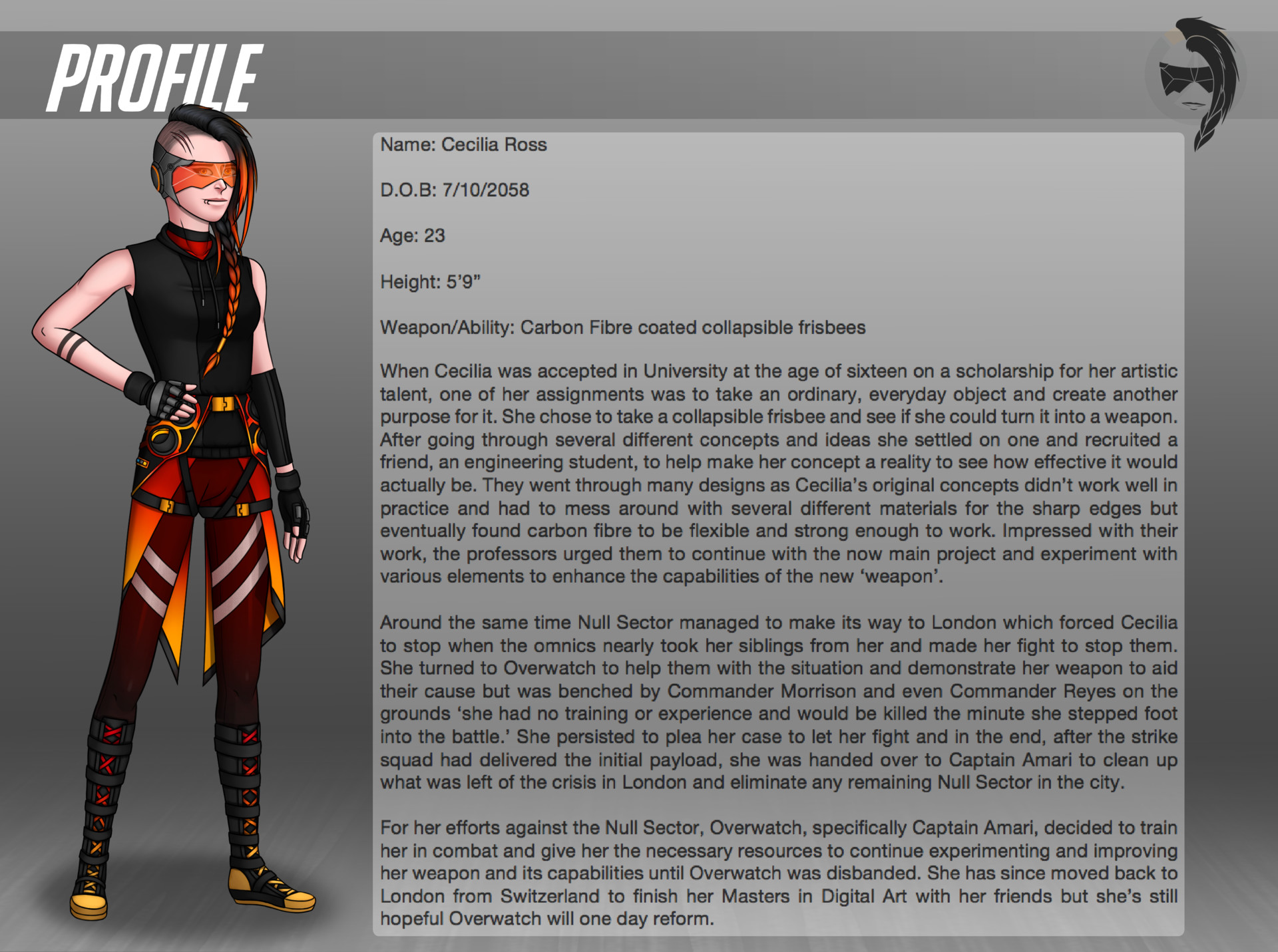 DetachedFox - Overwatch Character Concept - Cecilia Ross