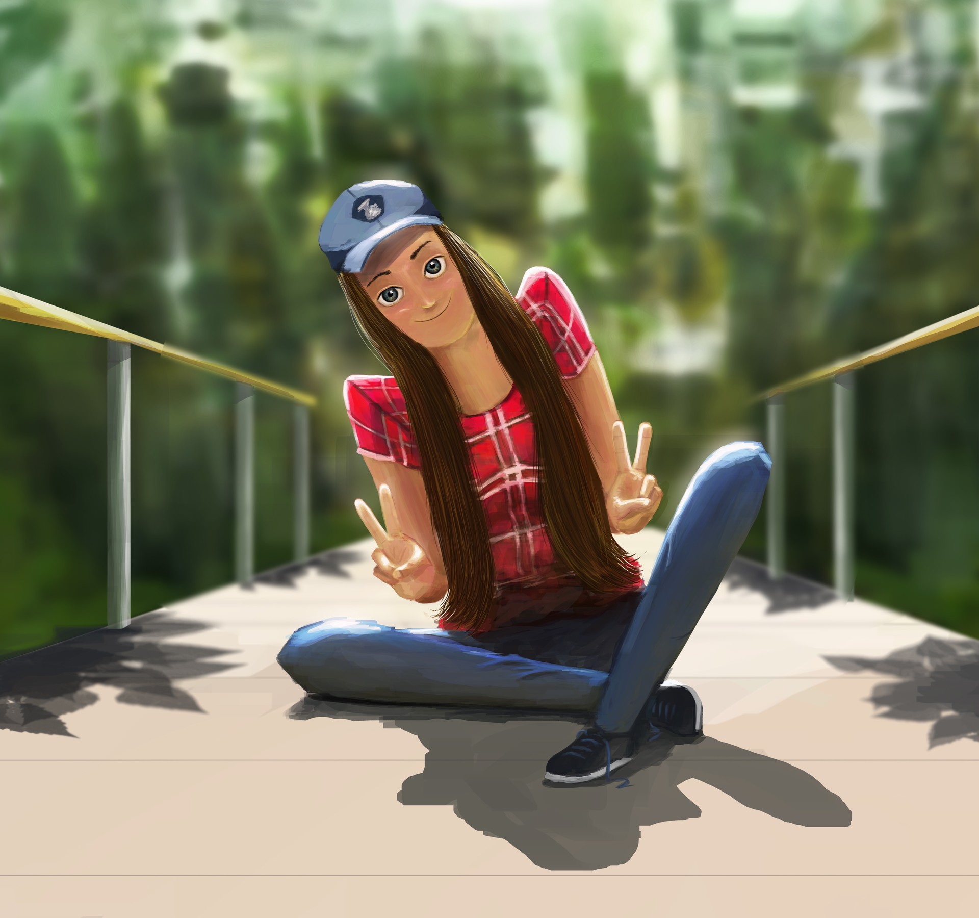 ArtStation - Girl sit on park