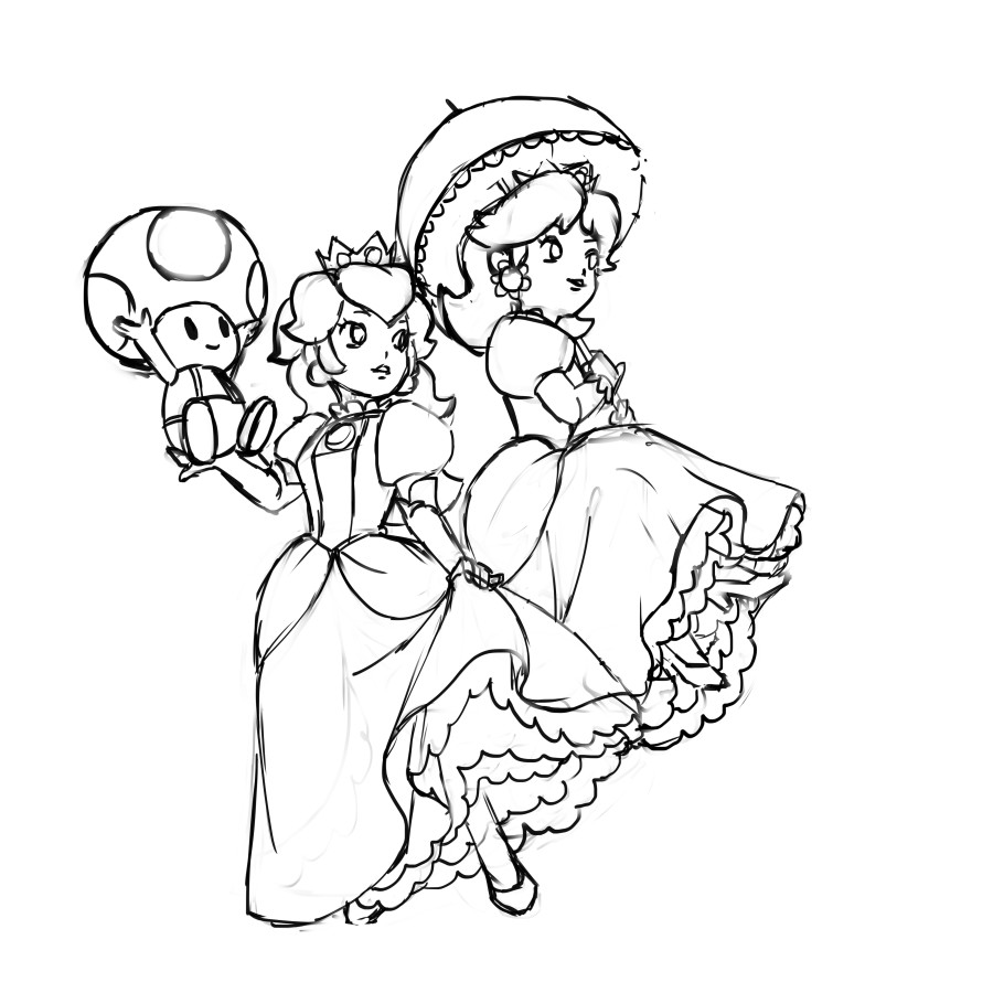 princess peach and daisy coloring sheet