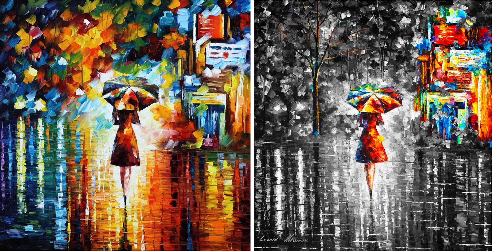 Leonid Afremov - Black & White vs Colors