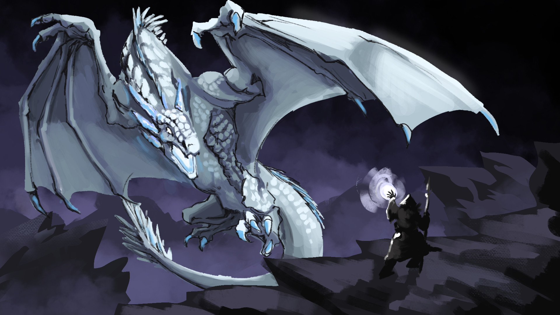 ArtStation - Dragon and wizard speedpaint