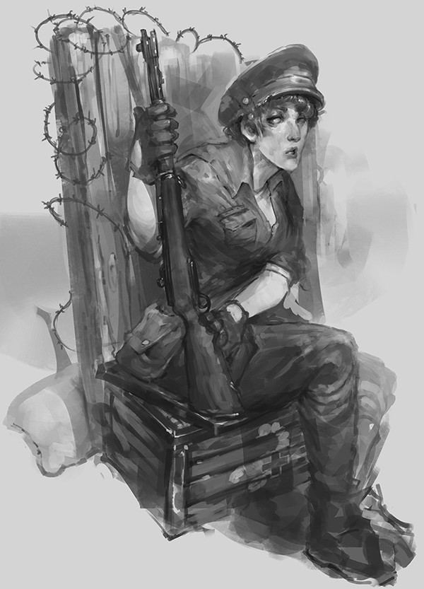 how to draw a trench gun