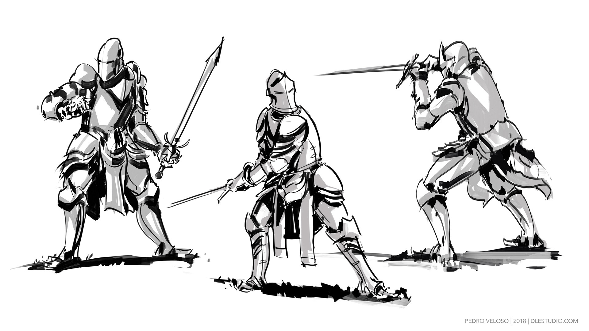 how to draw knights fighting