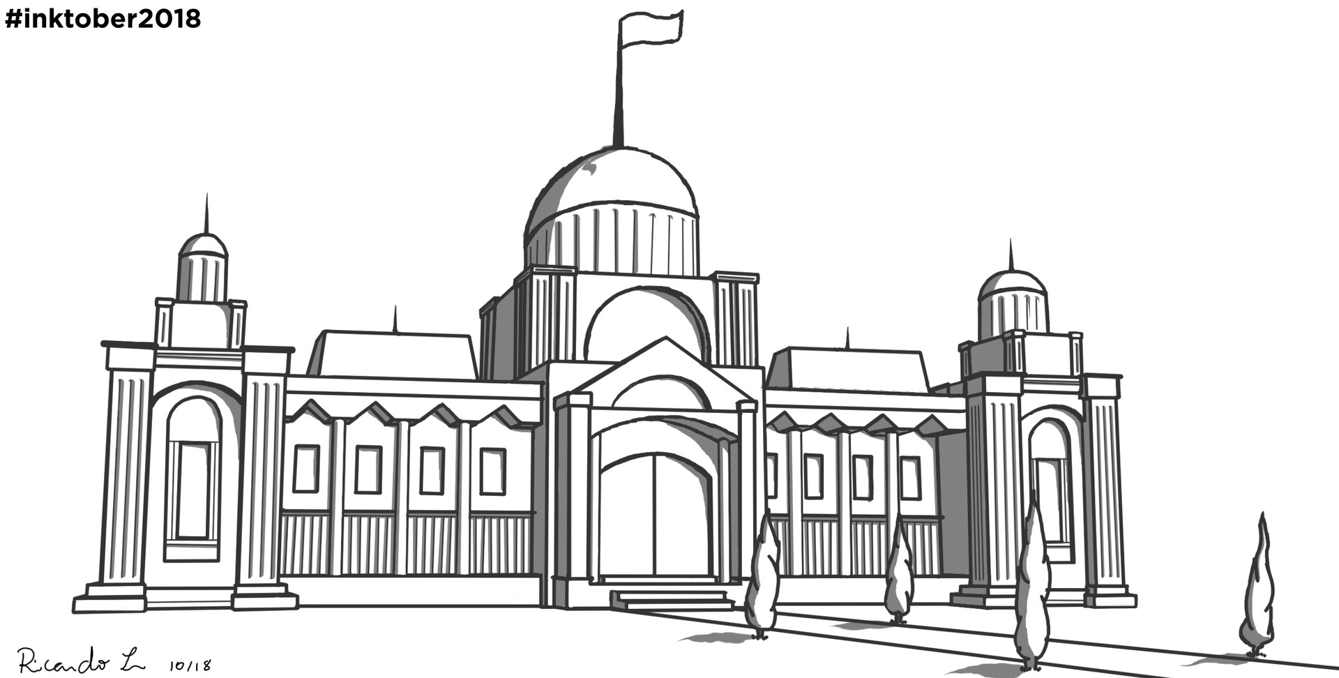 ArtStation - Day 02, The Palace. #inktober