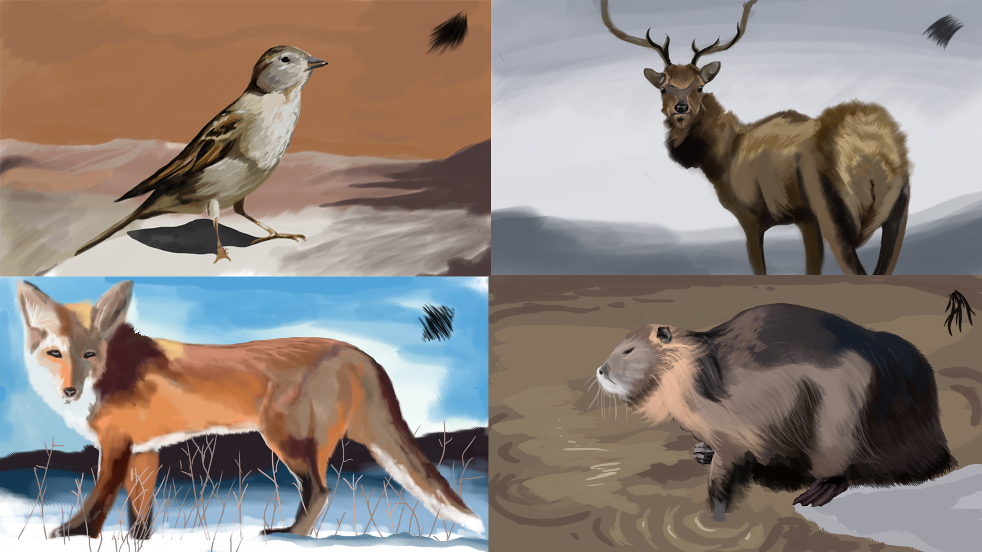 ArtStation - Animal Thumbnail Art - With one custom made brush for each.
