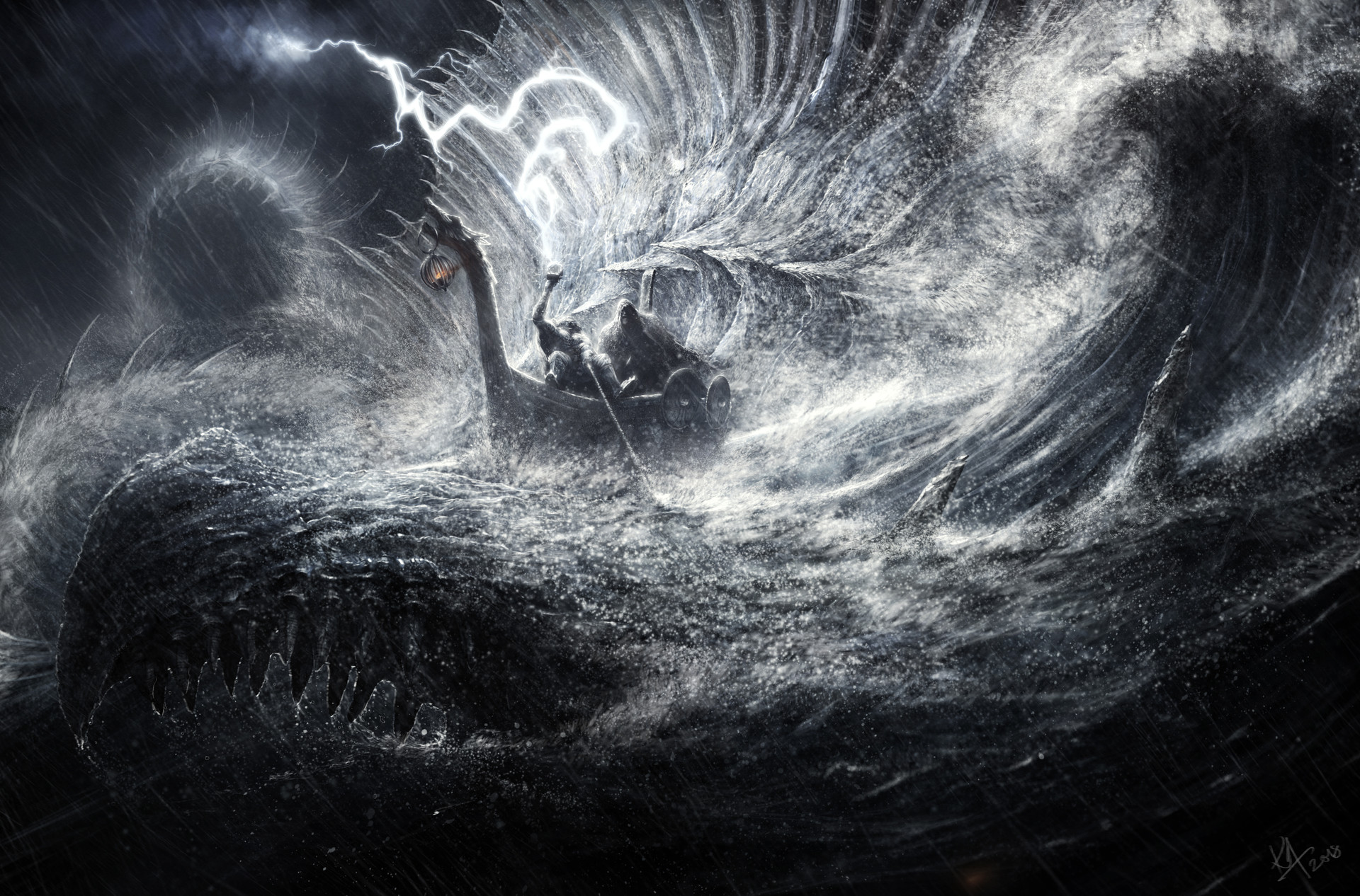 ArtStation - Thor and Hymir out fishin'!