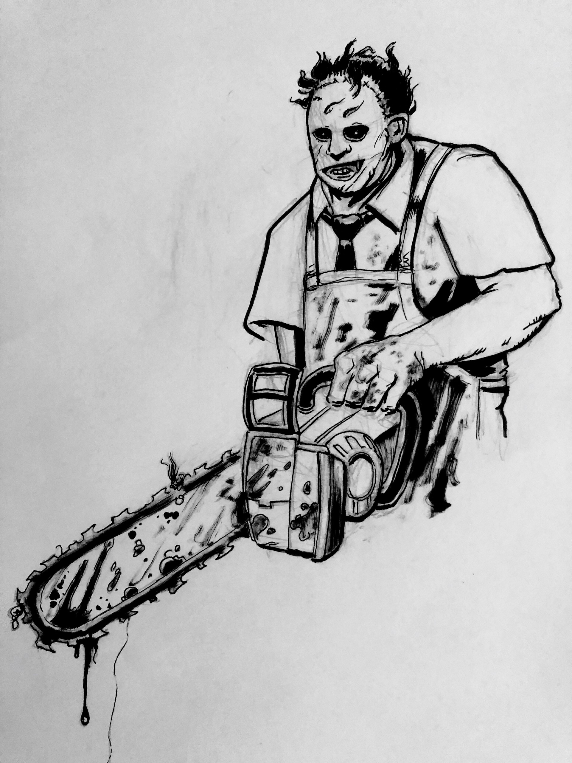 leatherface drawing easy