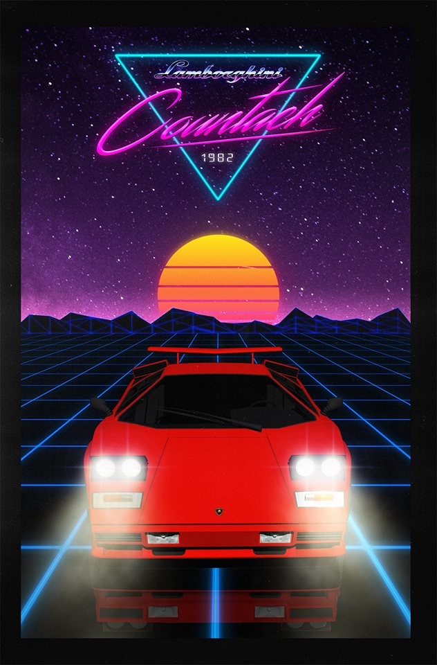 ArtStation - Synthwave - Lamborghini Countach