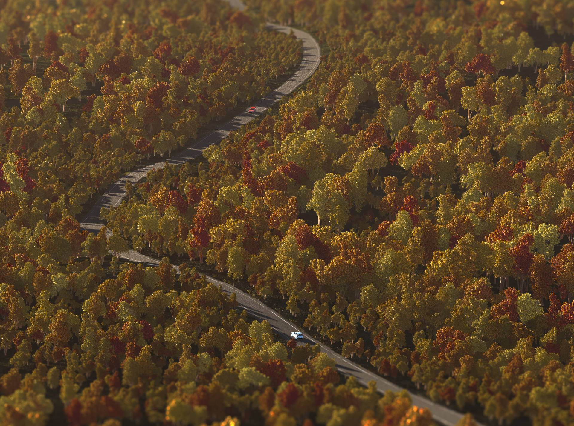 ArtStation - Forest Road in Autumn