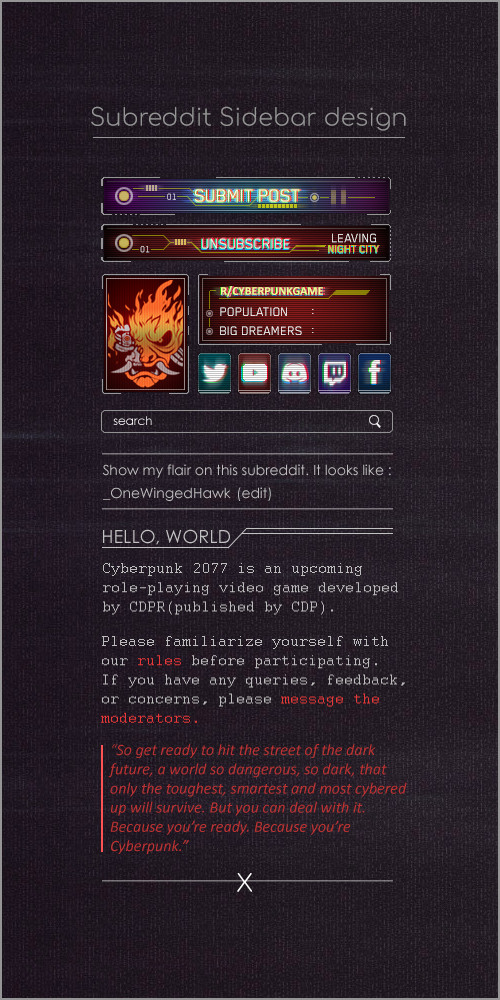 ArtStation - Cyberpunk 2077 Subreddit Sidebar