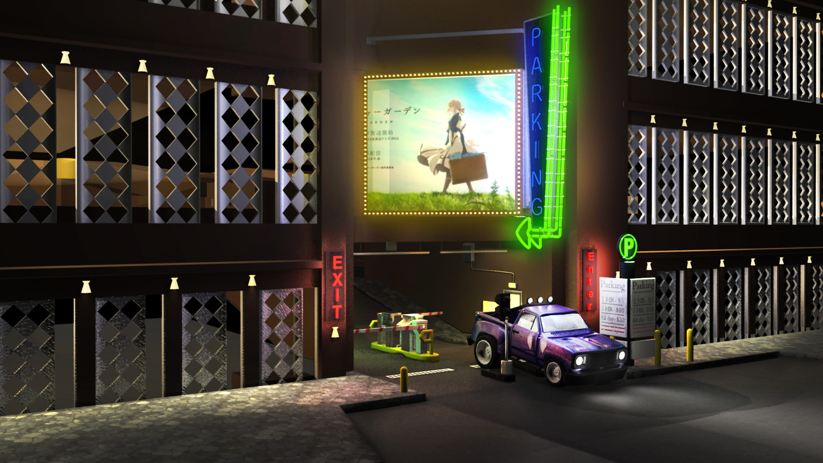 Emily Crechriou - Neon and Chrome lighting project