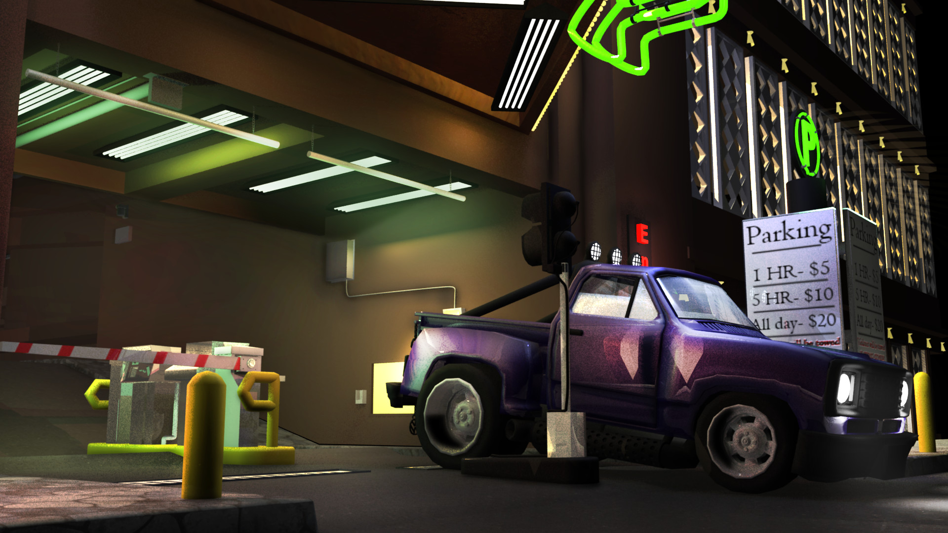 Emily Crechriou - Neon and Chrome lighting project