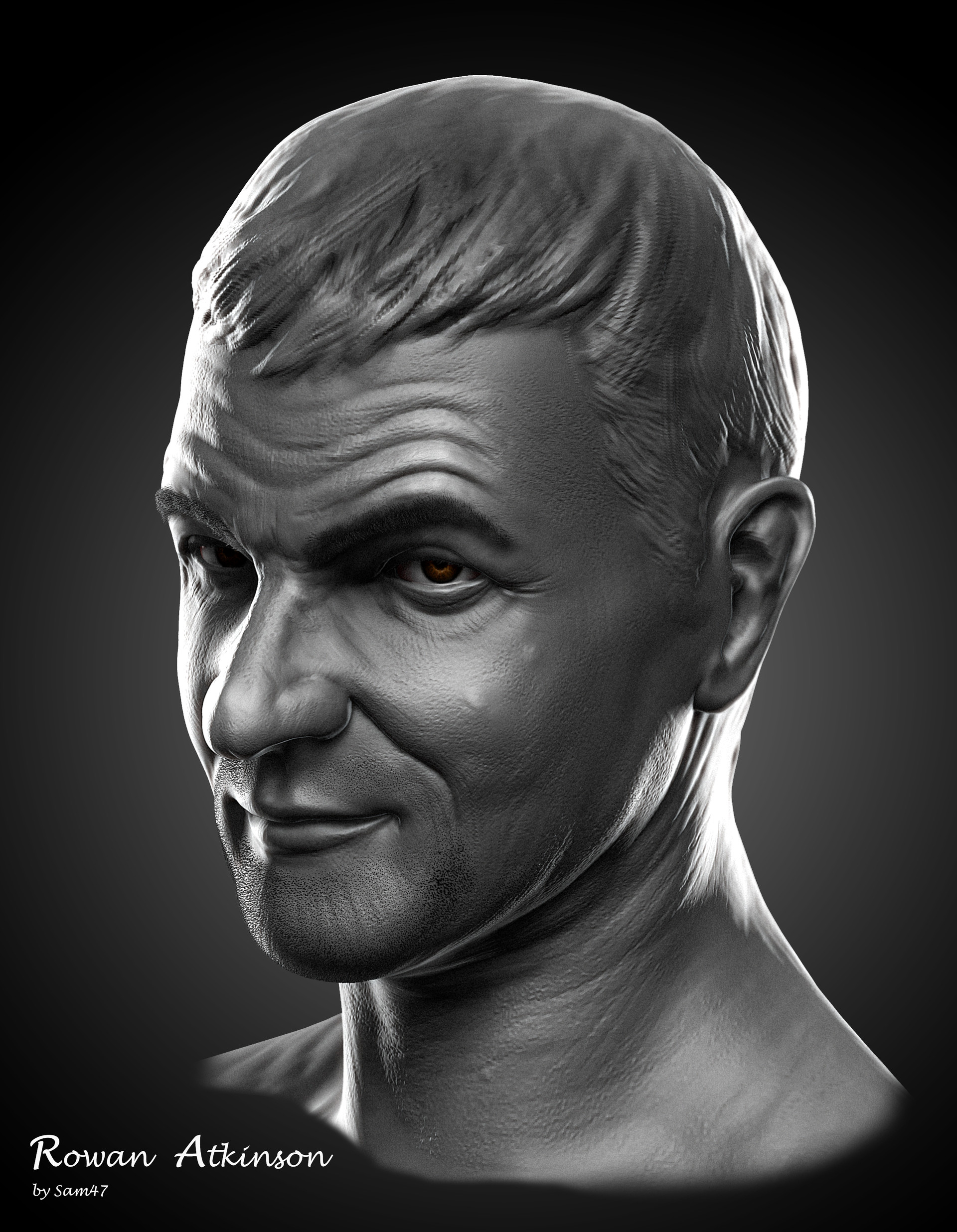 ArtStation - head sculpture——Rowan Atkinson, Tian Hanchen