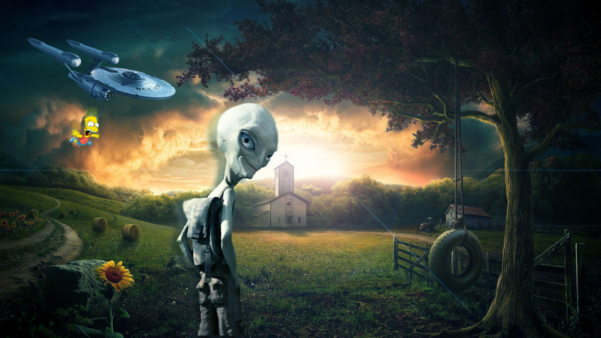 ArtStation - Alien Abduction Matte Paiting