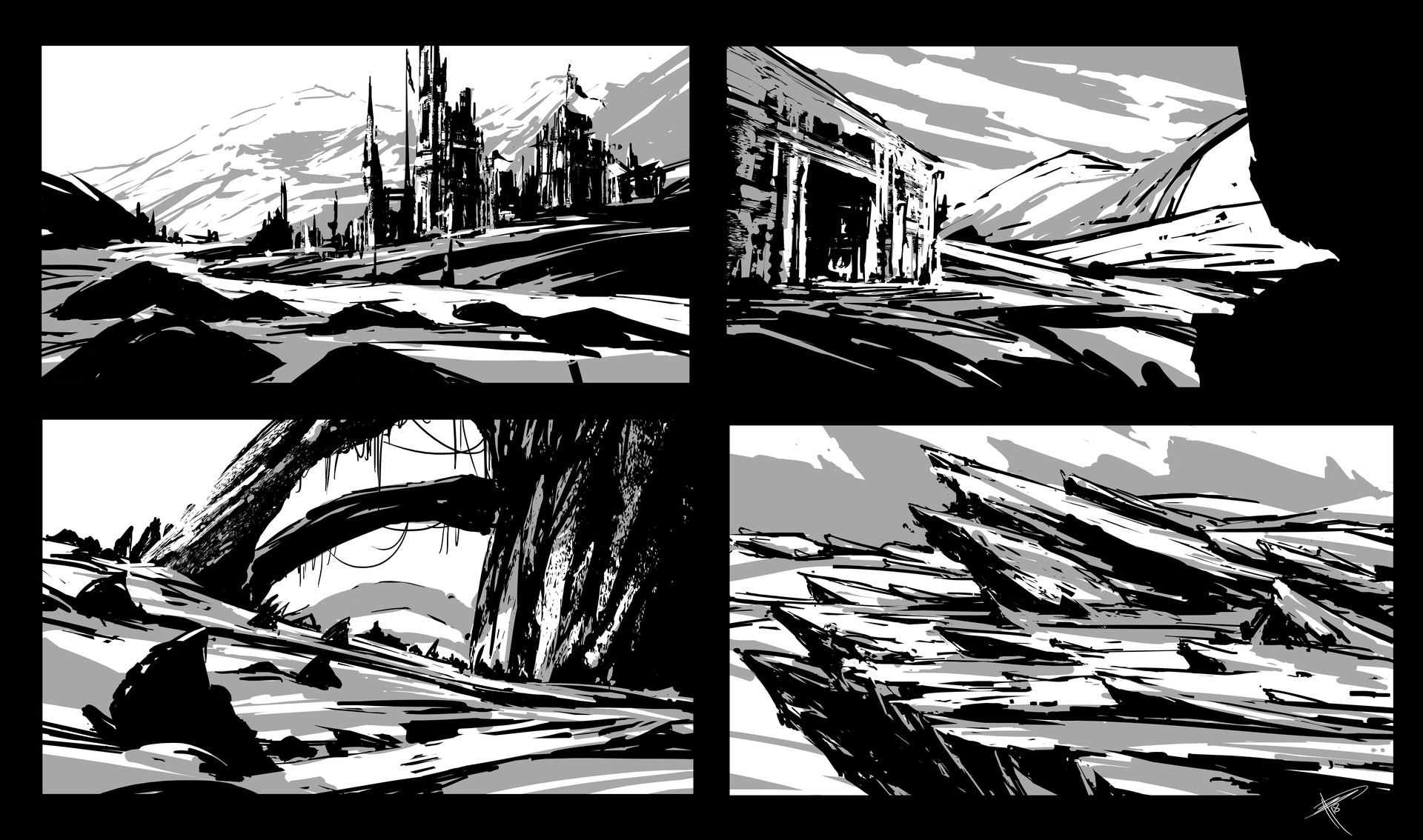 ArtStation - Composition sketches