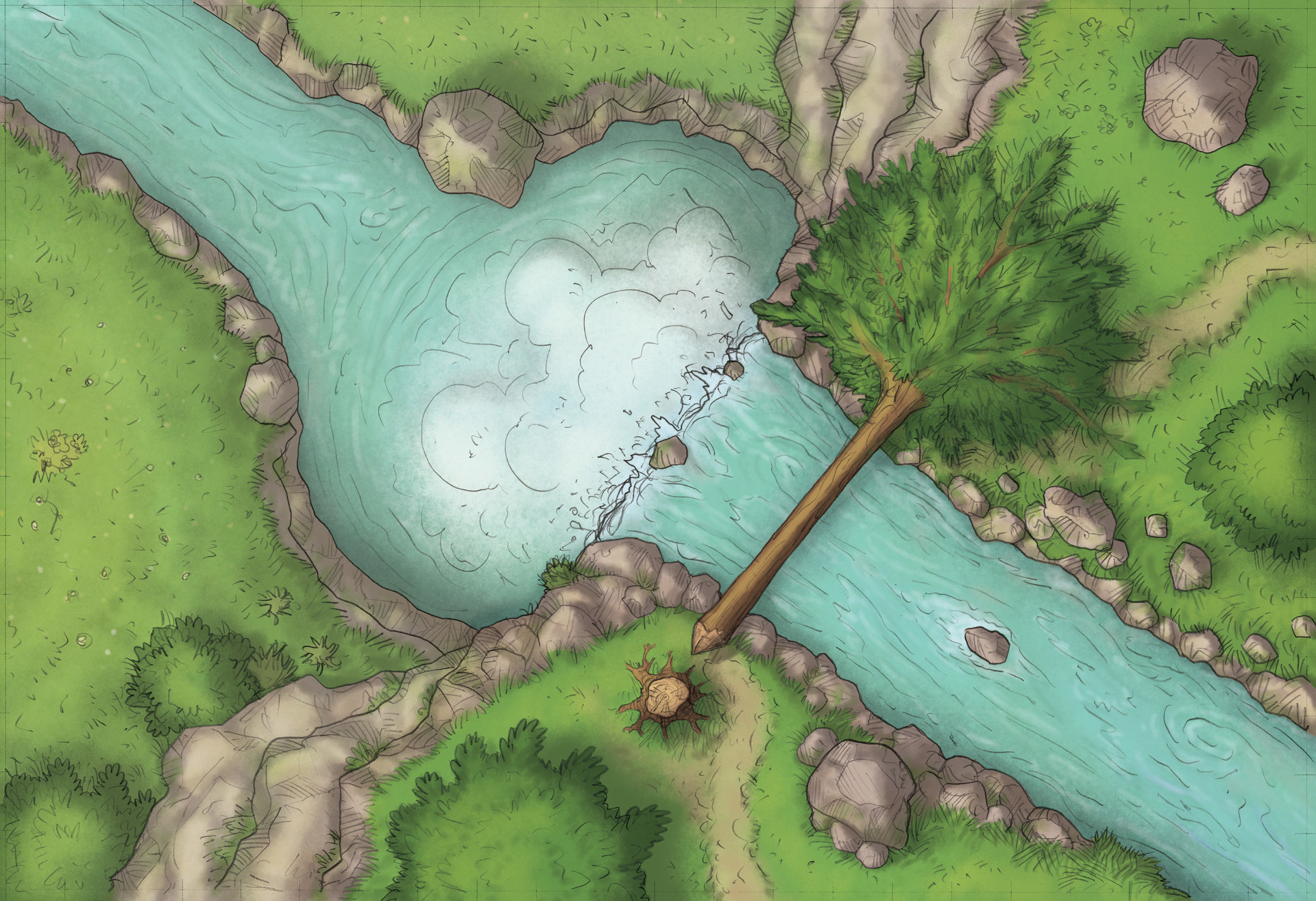 ArtStation - Map - Woodland Waterfall