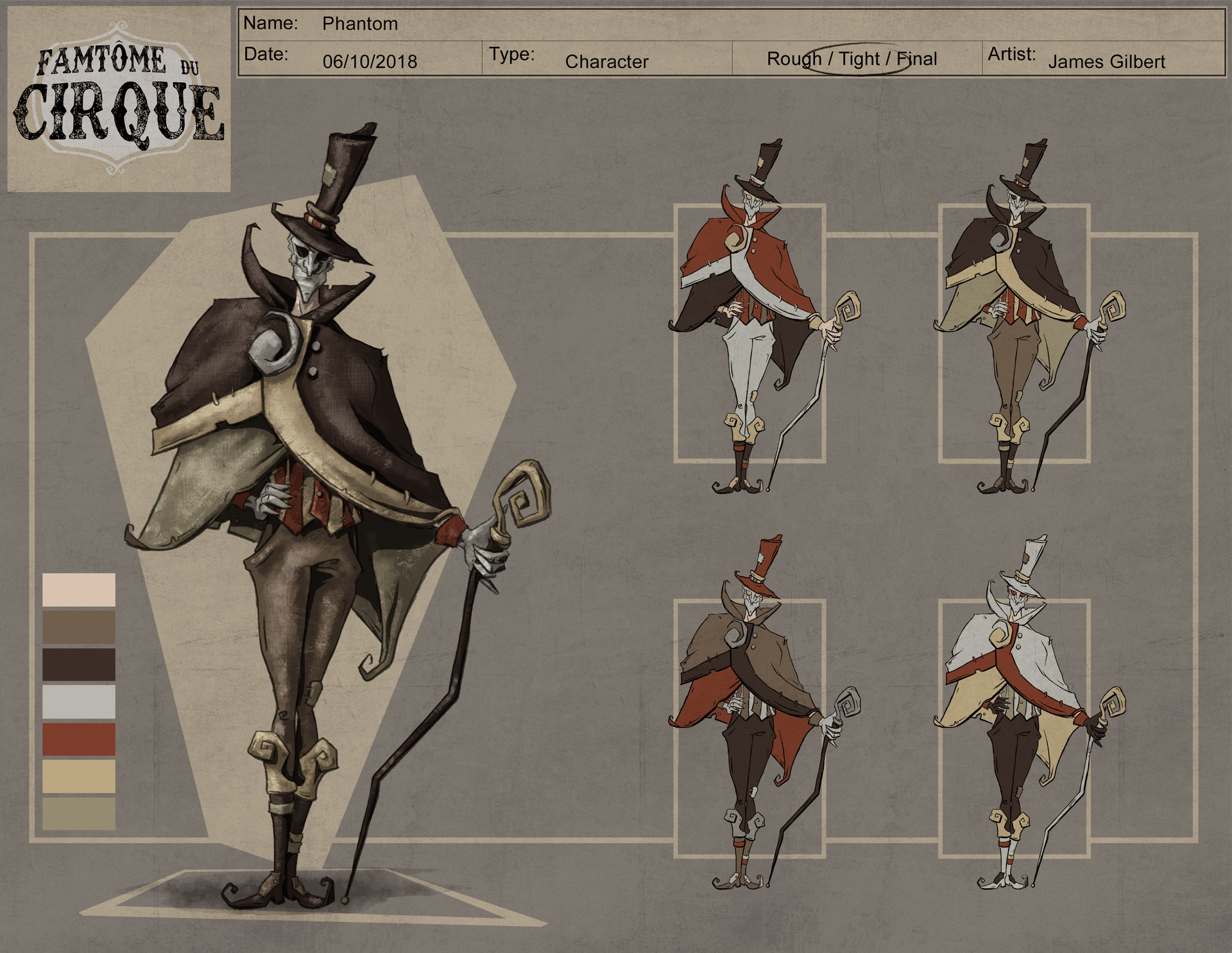 James Gilbert - Fantome Du Cirque - Phantom Character Design