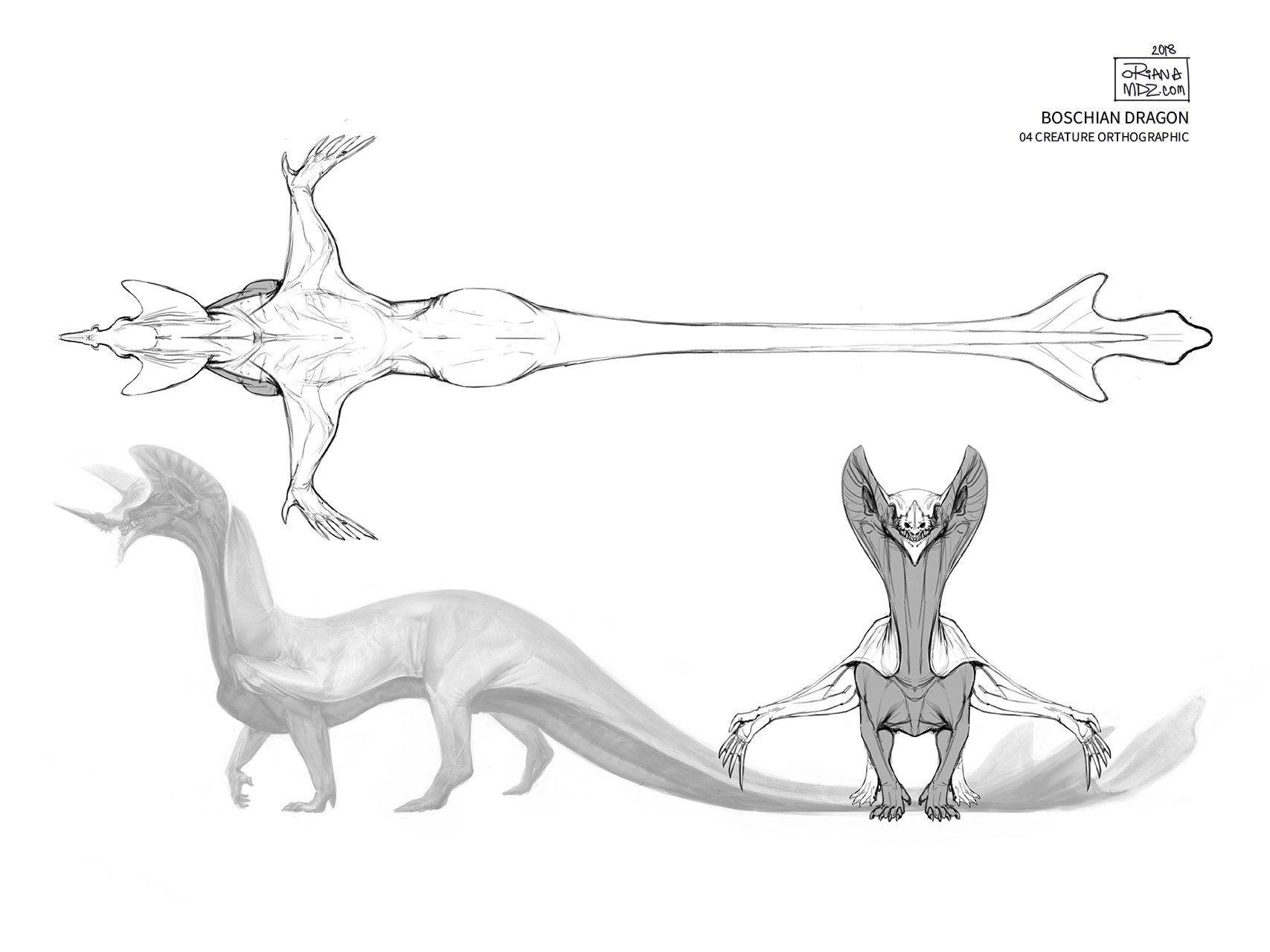 ArtStation - Boschian Dragon Design Drawings