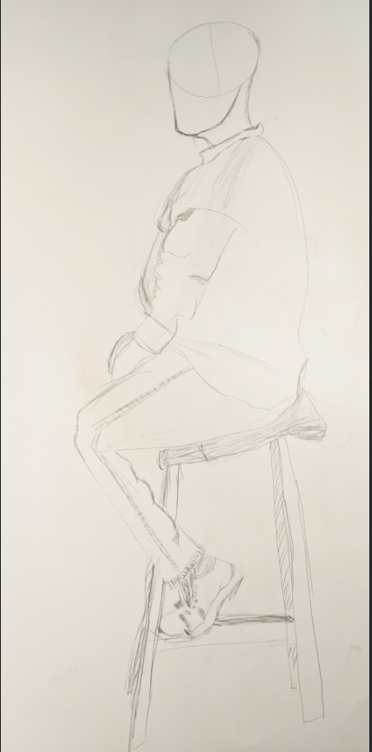 how to draw side view body sitting