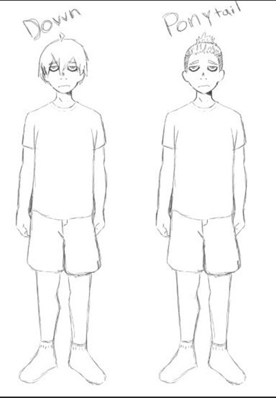 anime guy standing side view