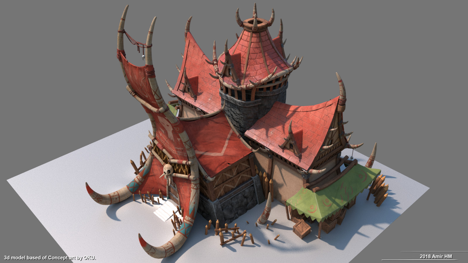 Amir HM - Orc Chieftain House 3d model based of concept art by OKU.