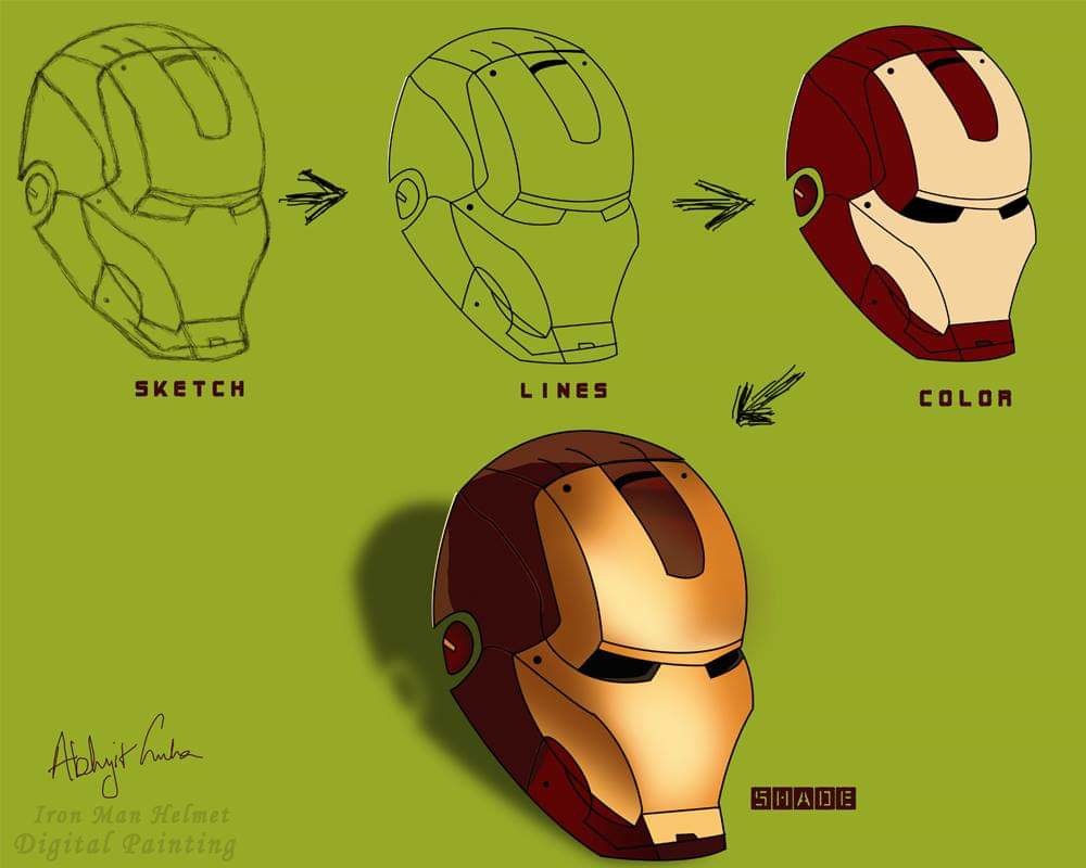 how to draw iron man helmet
