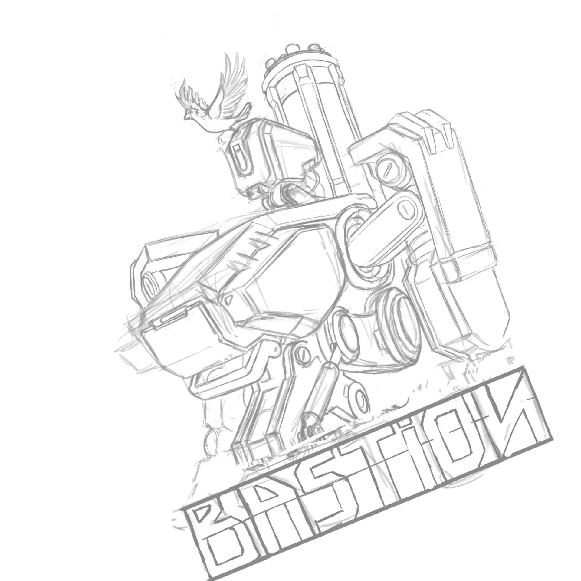 how to draw overwatch bastion