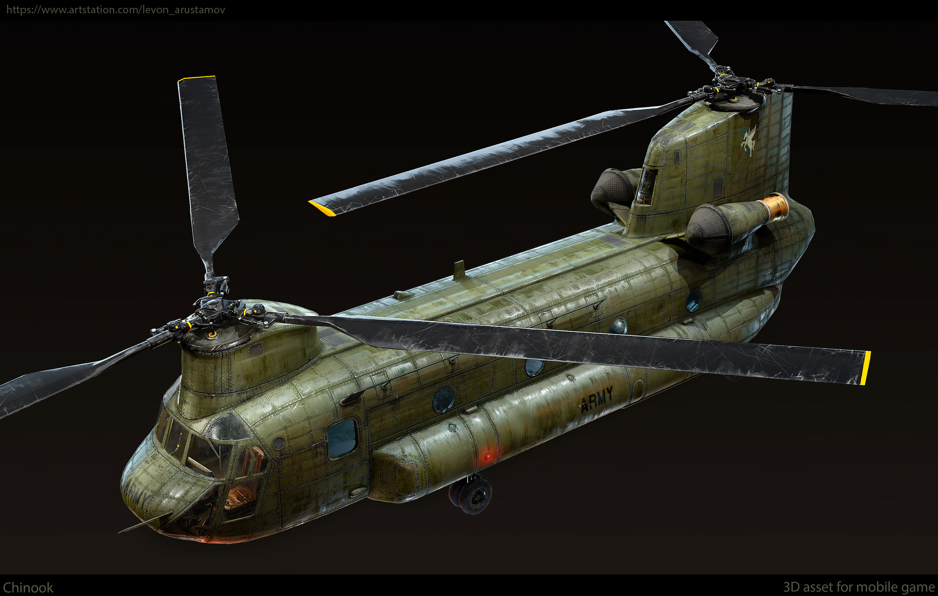 Levon. A. - helicopter- old Chinook, 3D asset mobile game