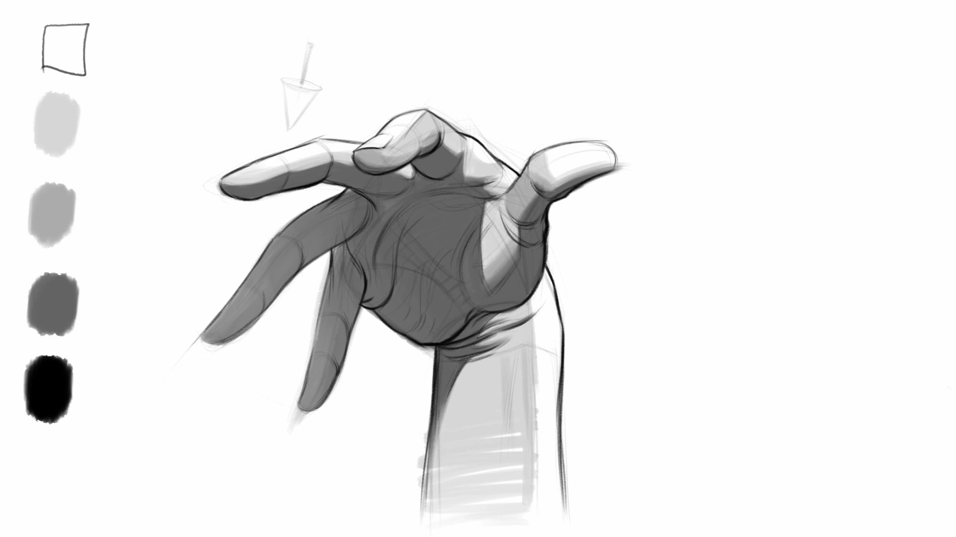 how to draw a hand with shading
