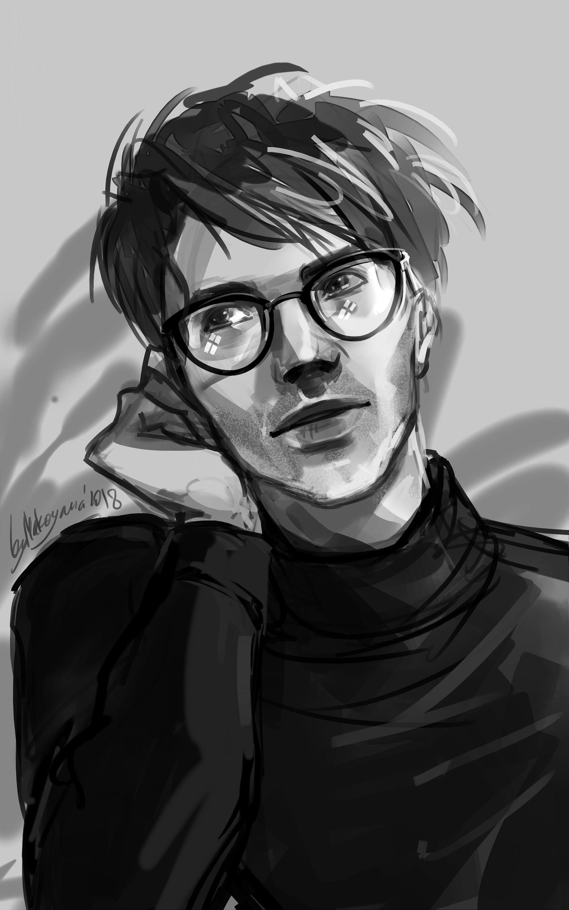 how to draw boy with glasses