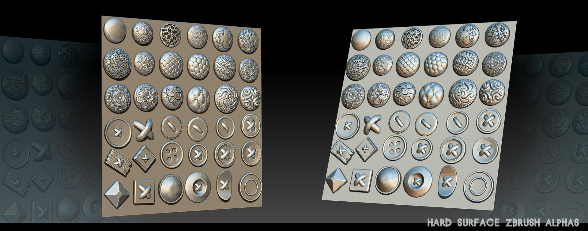 AndreY 3D 2D - Hard Surface Zbrush Alphas buttons