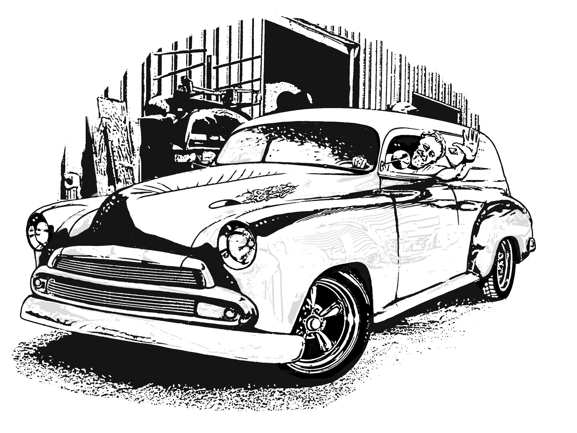 ArtStation - Hot Rod Line Art