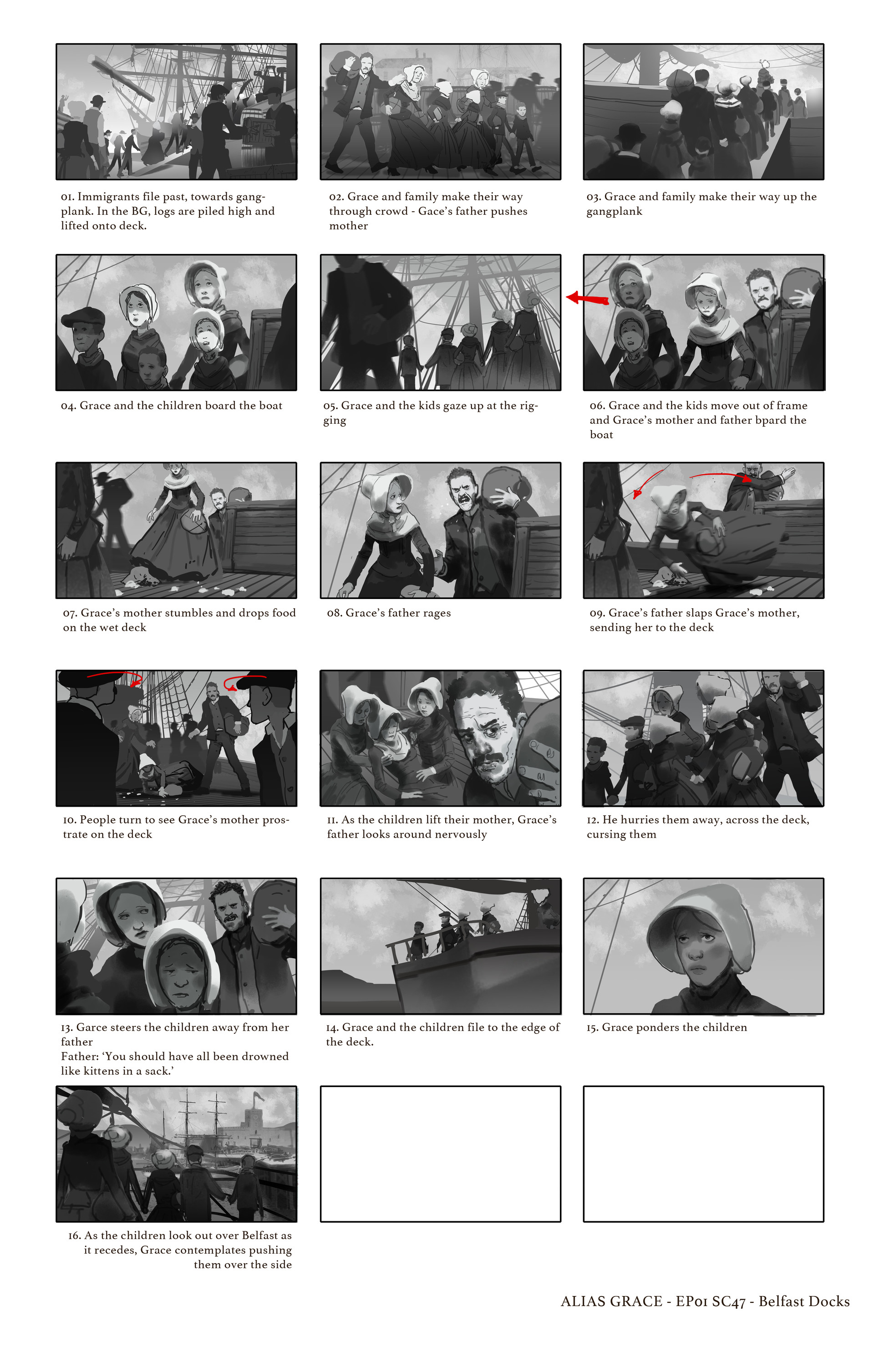 ArtStation - ALIAS GRACE - Netflix - Dock Scene Storyboard